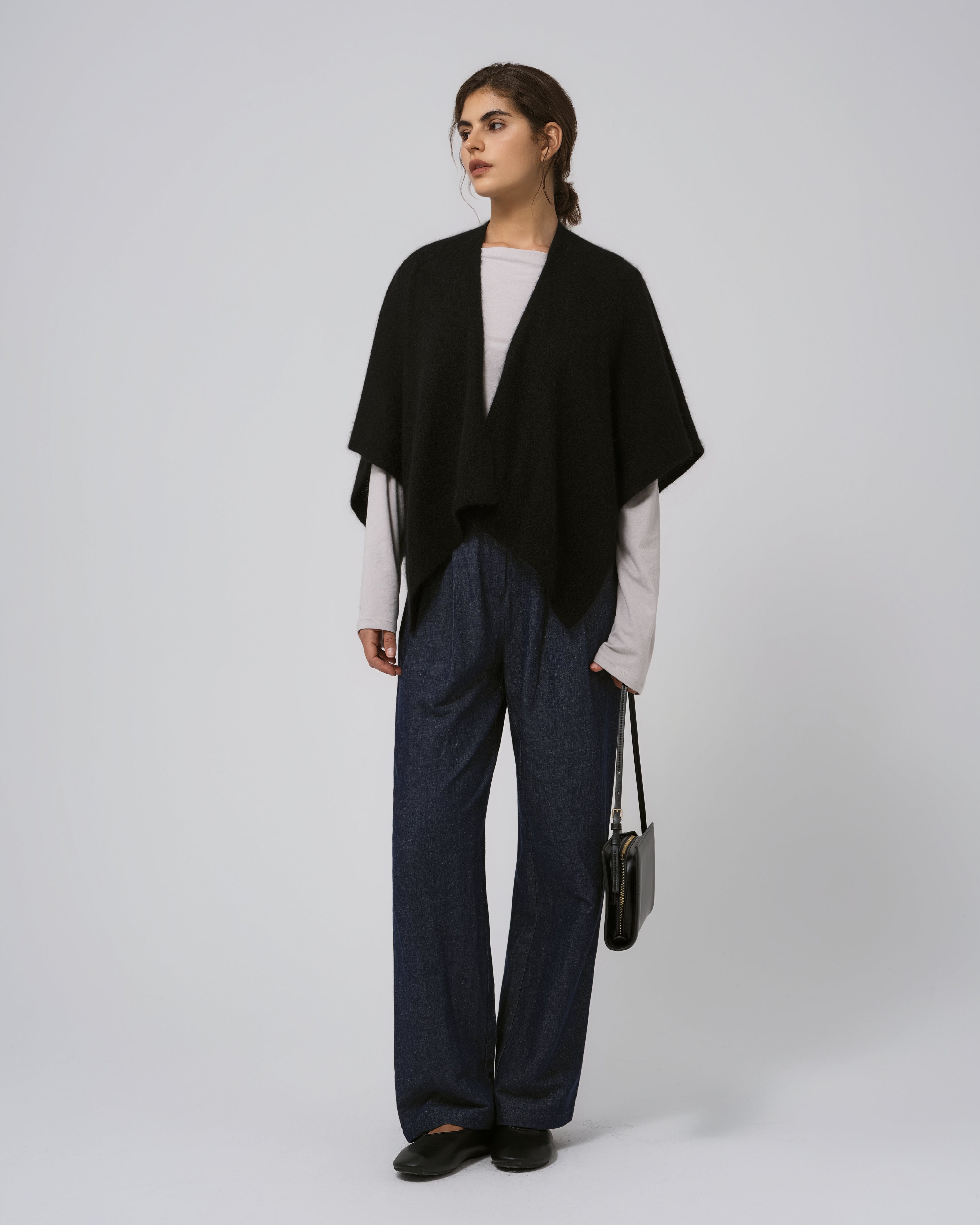 Sustainable Cashmere, Mercerized Wool & Recycled Nylon Blend Juana Cape ...